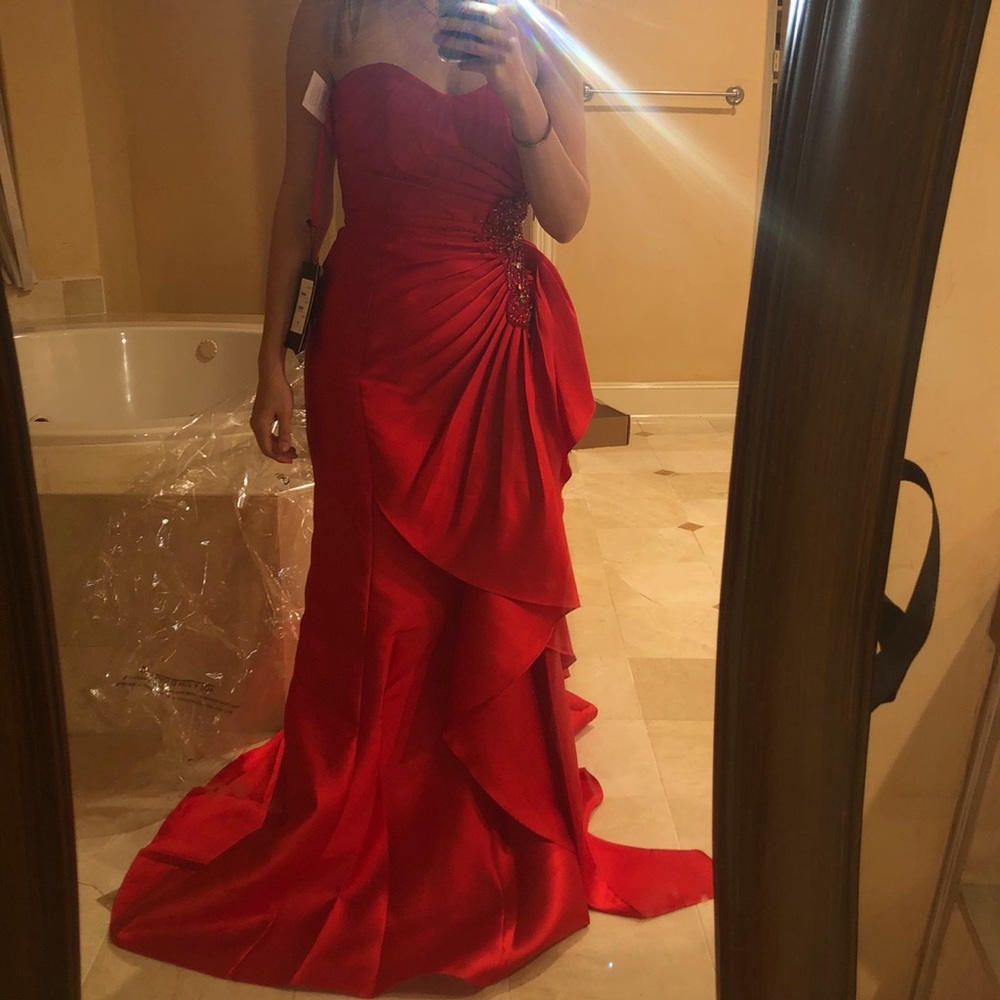 Strapless Side Embellished Mermaid Evening Gown - Gem